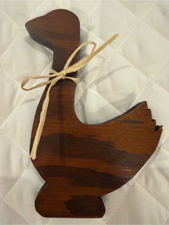 Accents | Handmade Wooden Duck Decor With Raffia Bow | Poshmark